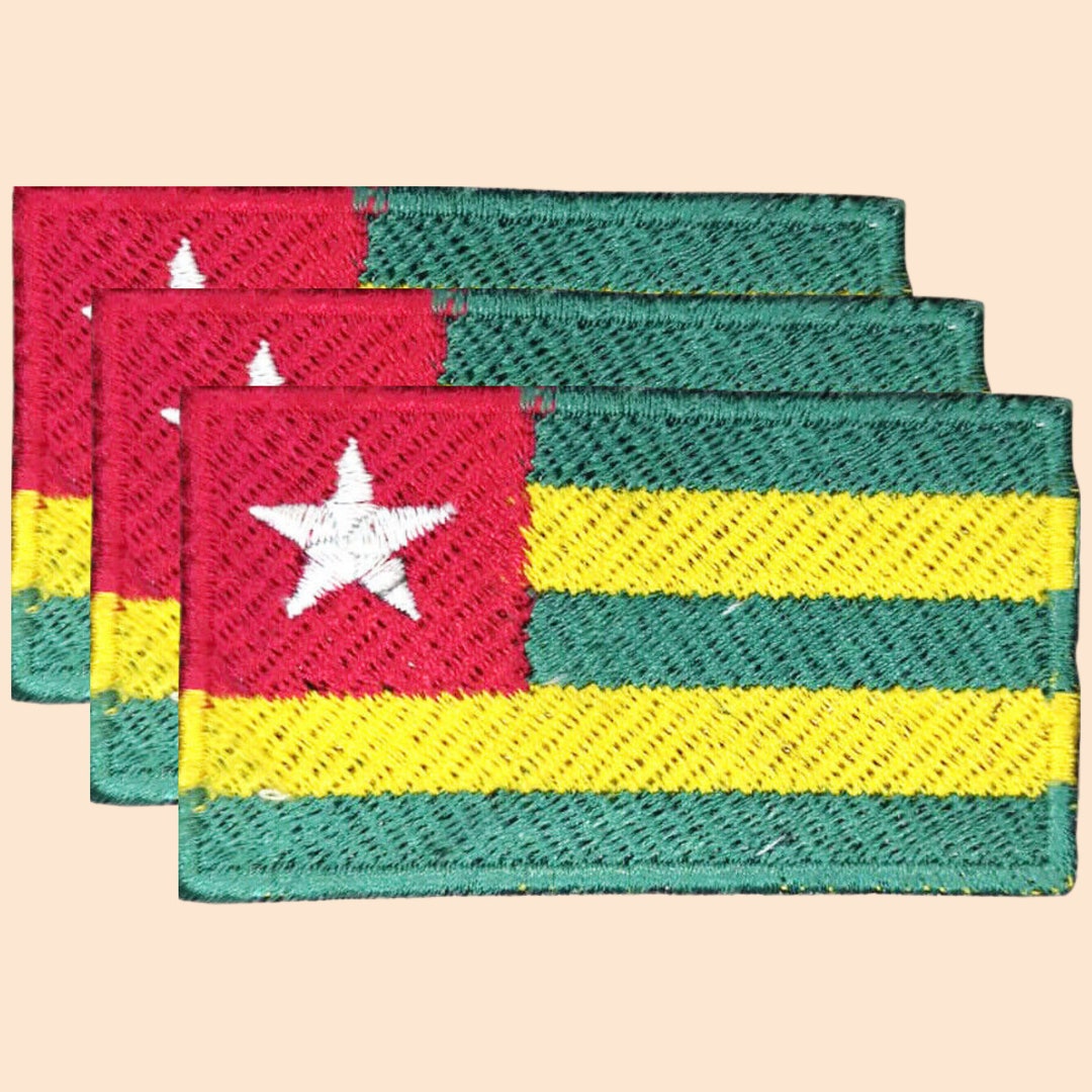 Togo International Flag Iron on Patch Embroidered Sew on Pack of 3 Badge National Country Flag ...