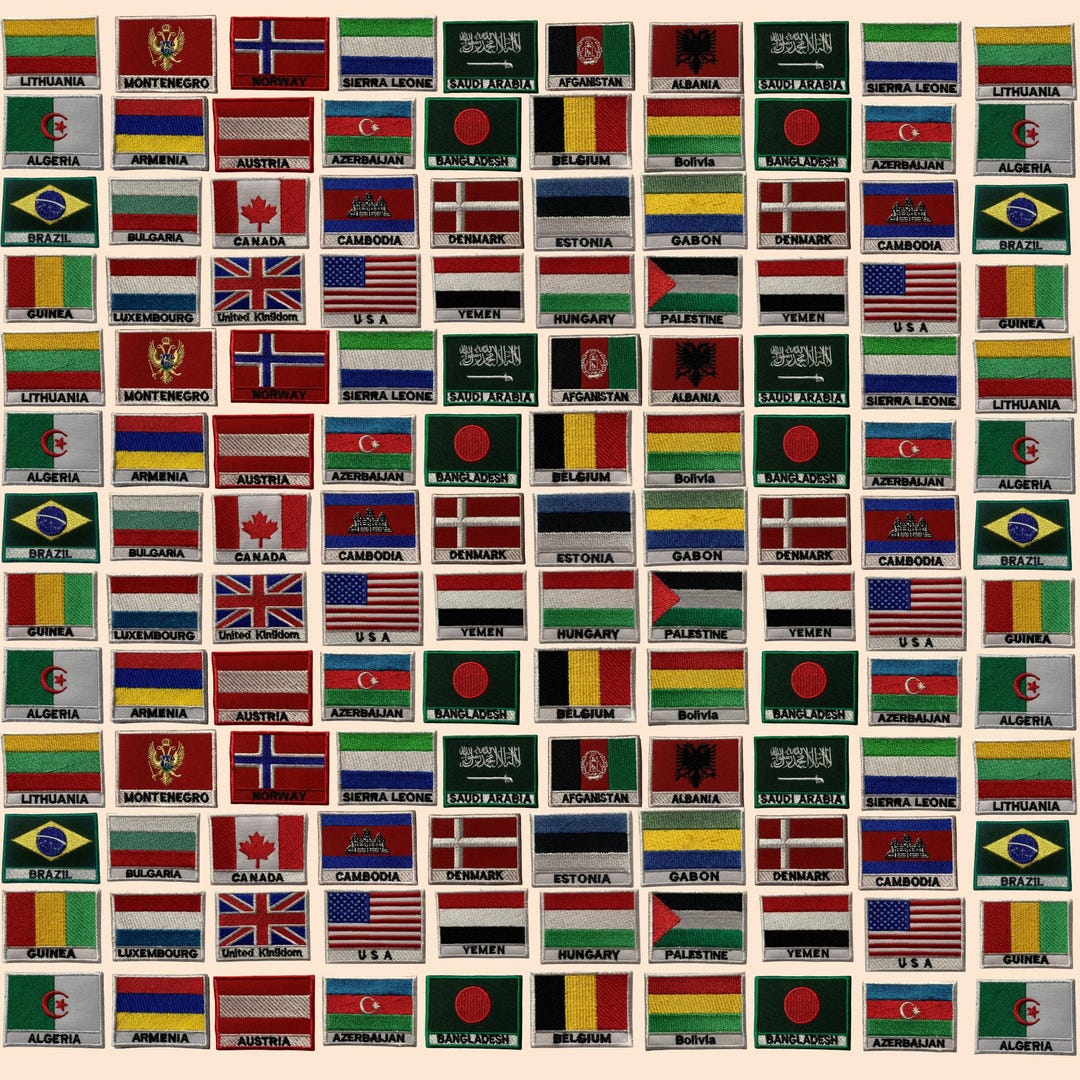 All World National Country Flags With Name Iron Sew on Embroidered ...