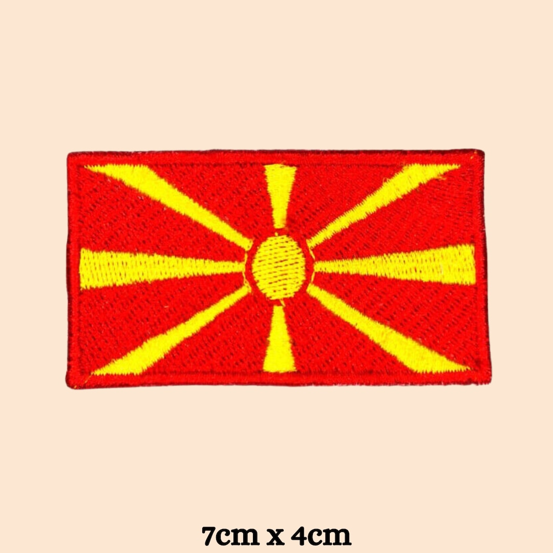 Macedonia Flag Patch Macedonian Iron on Sew on Badge Embroidered Applique Greece - Etsy