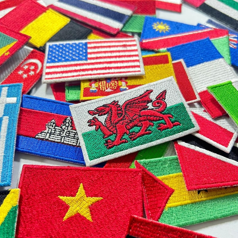 National Flag Iron on Patch Sew on Embroidered Badge Applique Country ...