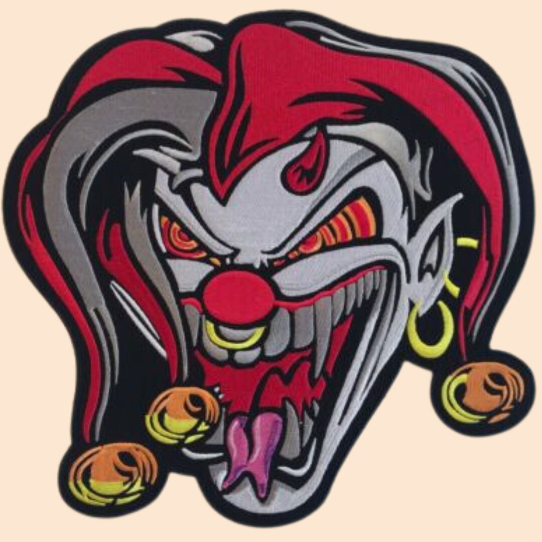 Vampire Jester Joker Laughing Large Embroidered Patch Sew on Badge ...