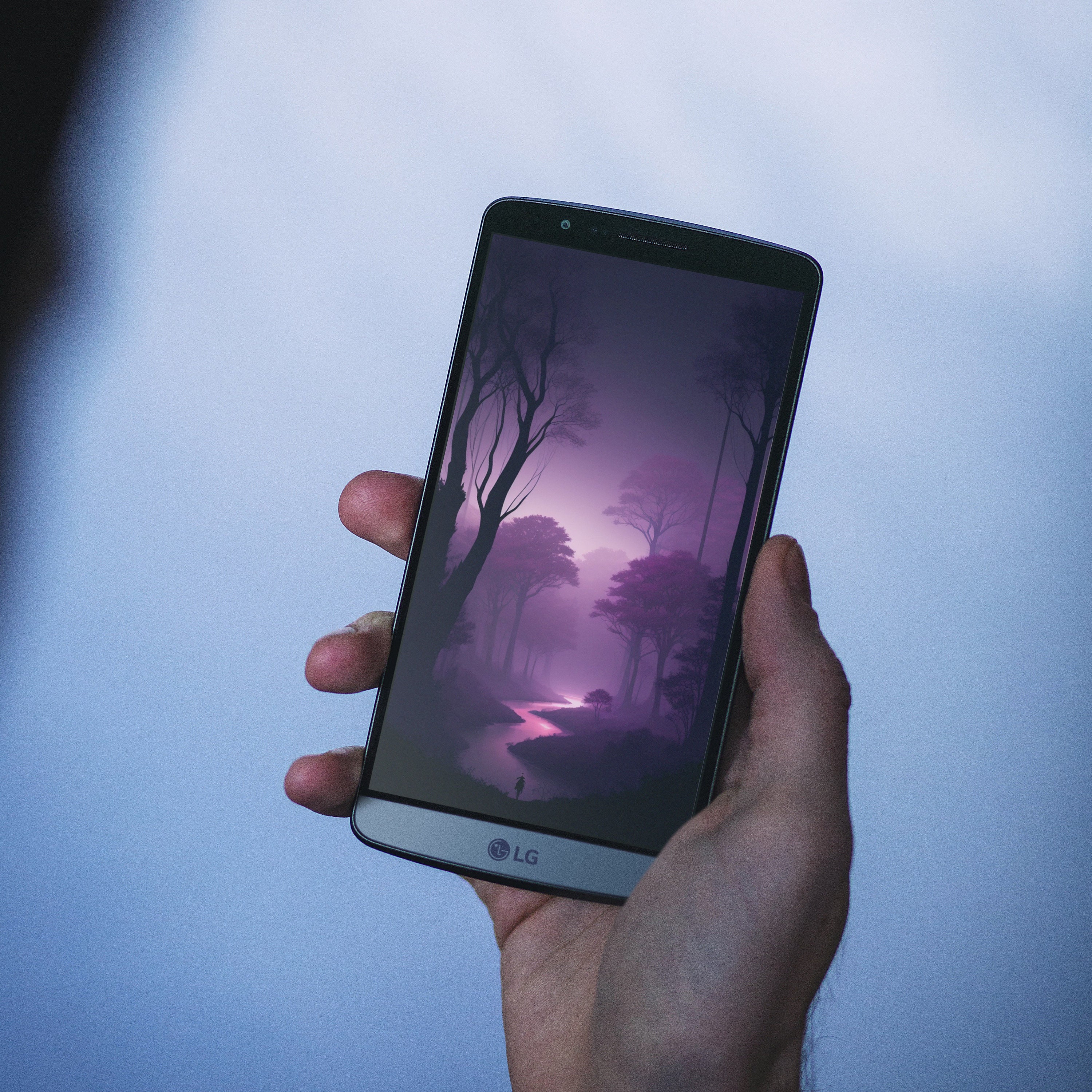 Mobile Wallpaper Ratio 9x16, Digital Art, A Night Scene With Trees, 5 ...