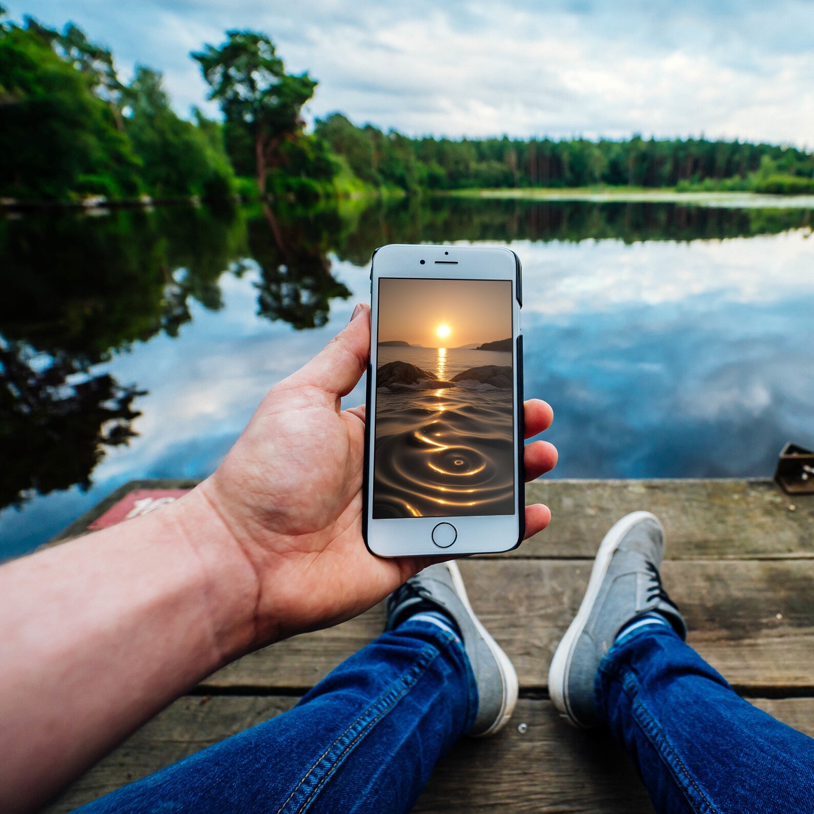 Mobile Wallpaper, Ratio 9x16, Digital Art, Sunset Over Water, 5 ...