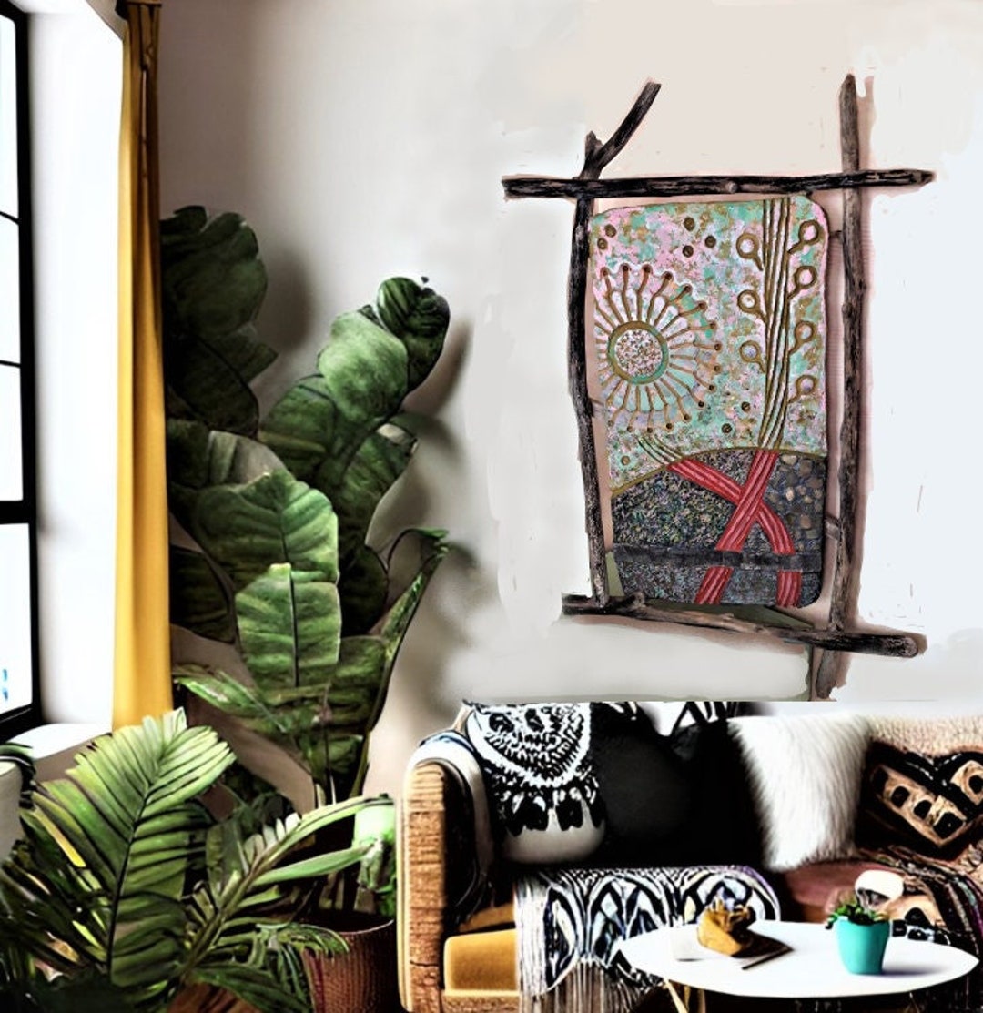 Unique Original Wall Panel Papier Mache Wall Panel With Mosaic Elements ...