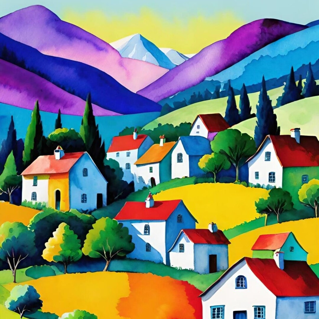 Naive Home Painting Printable Beauty of Naive Art Bold Colors Quirky ...