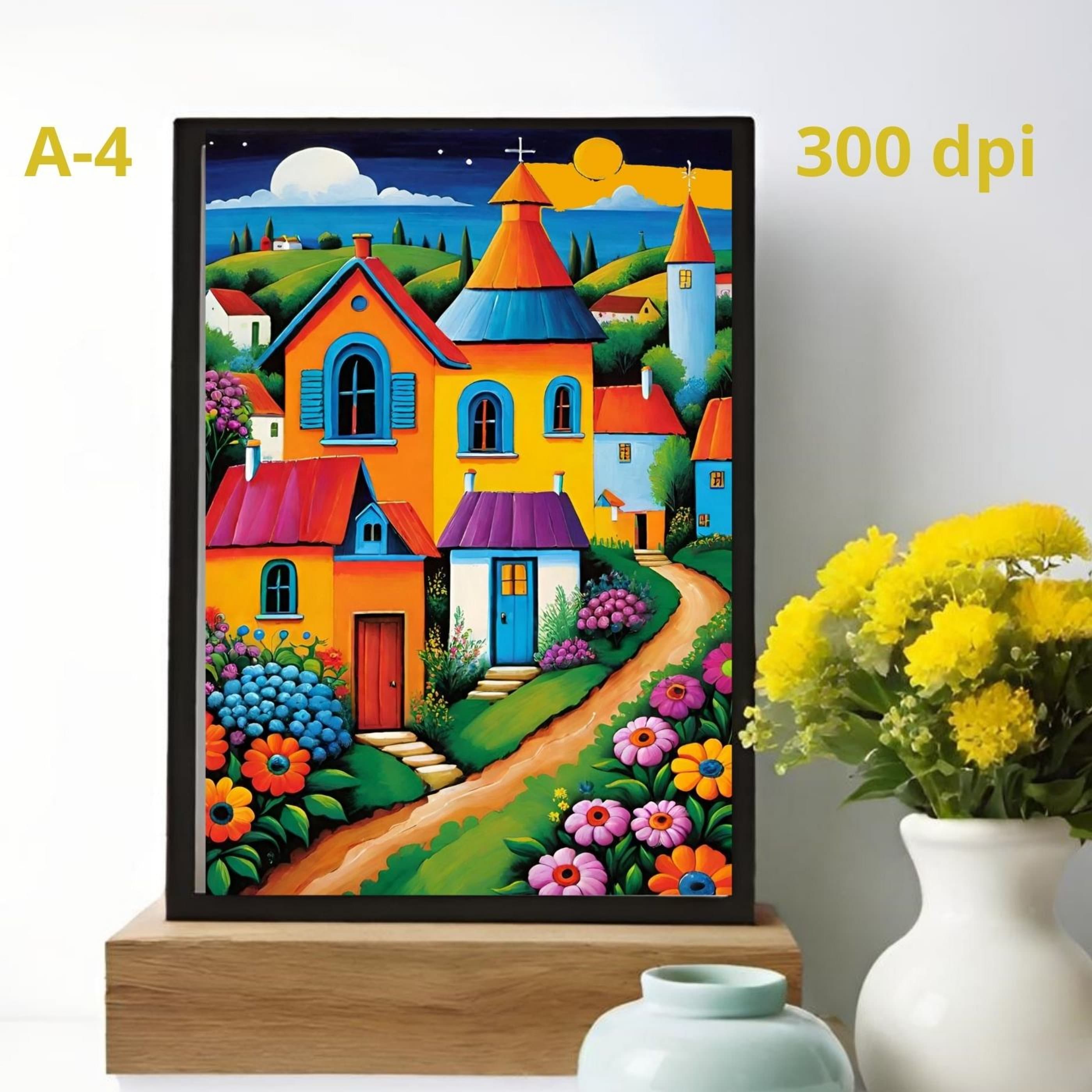Naive Home Painting Printable Beauty of Naive Art Bold Colors Quirky ...