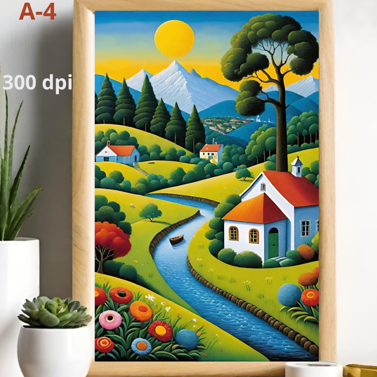 Naive Home Painting Printable Beauty of Naive Art Bold Colors Quirky ...