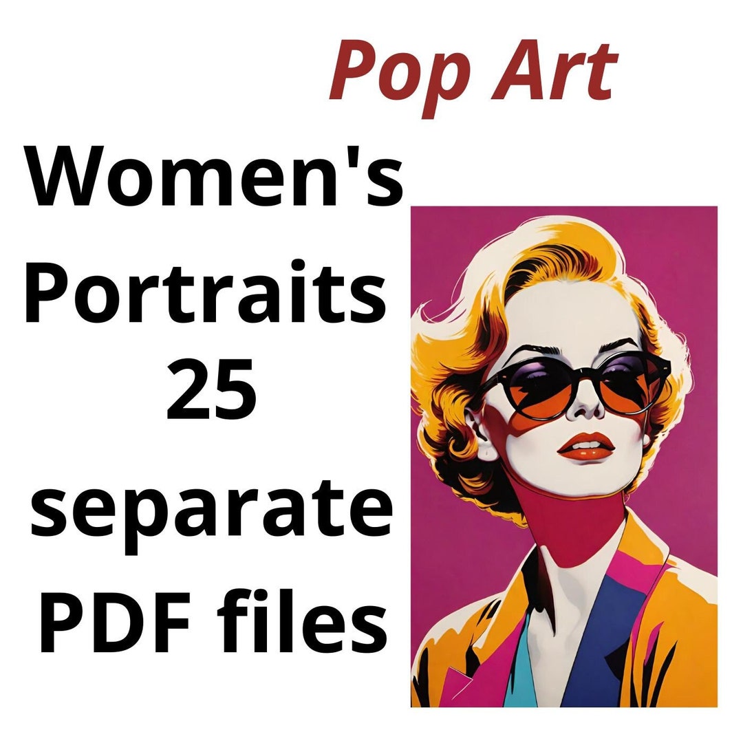 25 Pop Art Portraits of Women, Vibrant Colors, Instant Digital Download ...