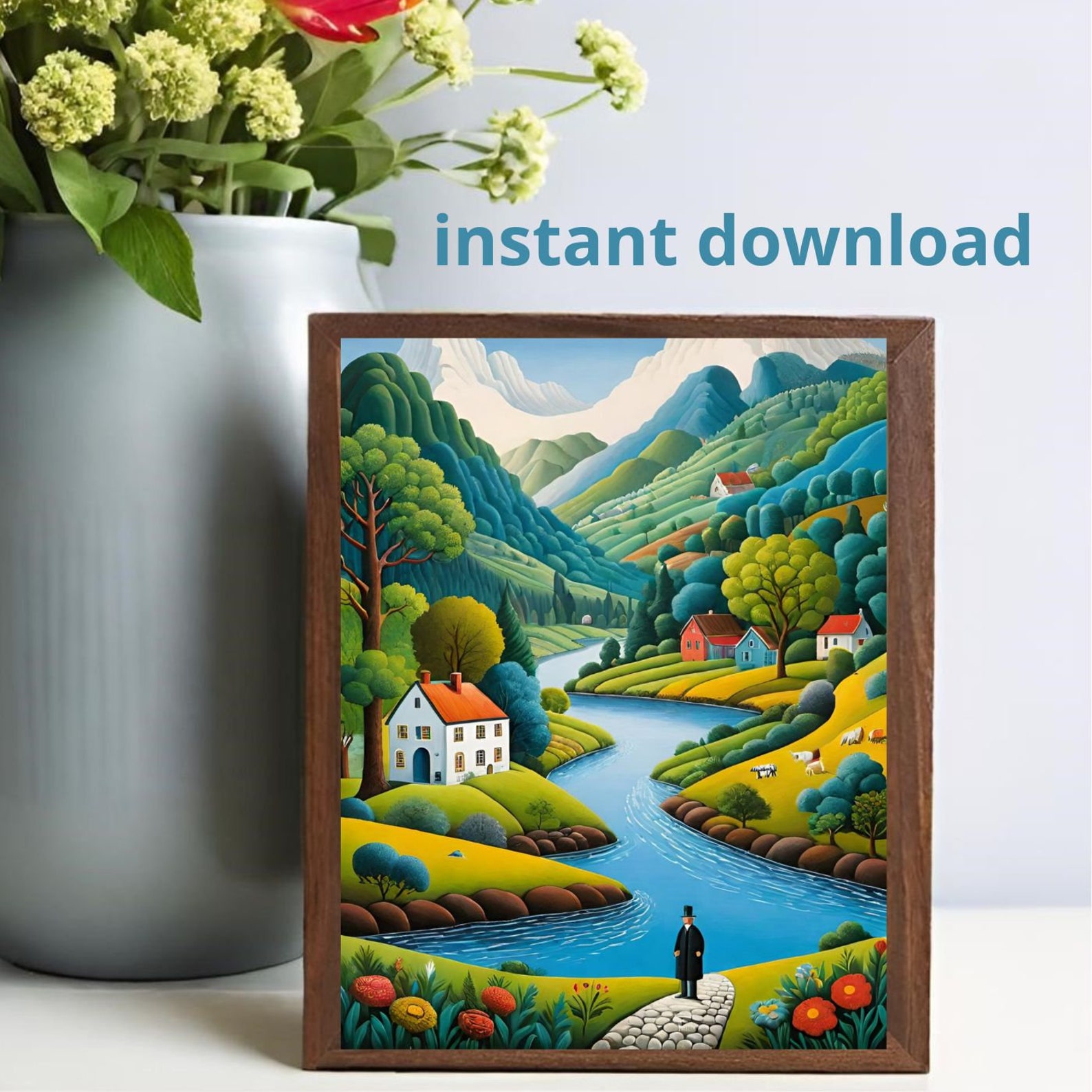 Naive Home Painting Printable Beauty of Naive Art Bold Colors Quirky ...