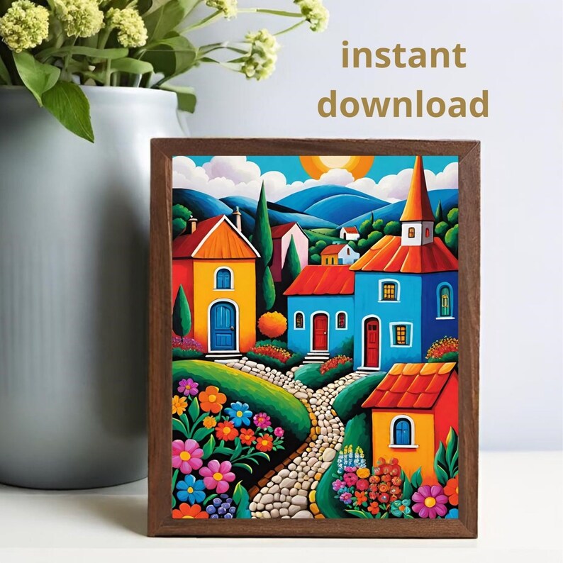 Naive Home Painting Printable Beauty of Naive Art Bold Colors Quirky ...