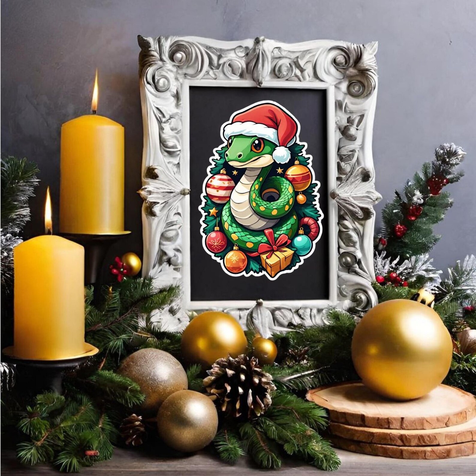 Christmas Snake New Year Snake Stickers 12 Separate High-resolution PNG ...
