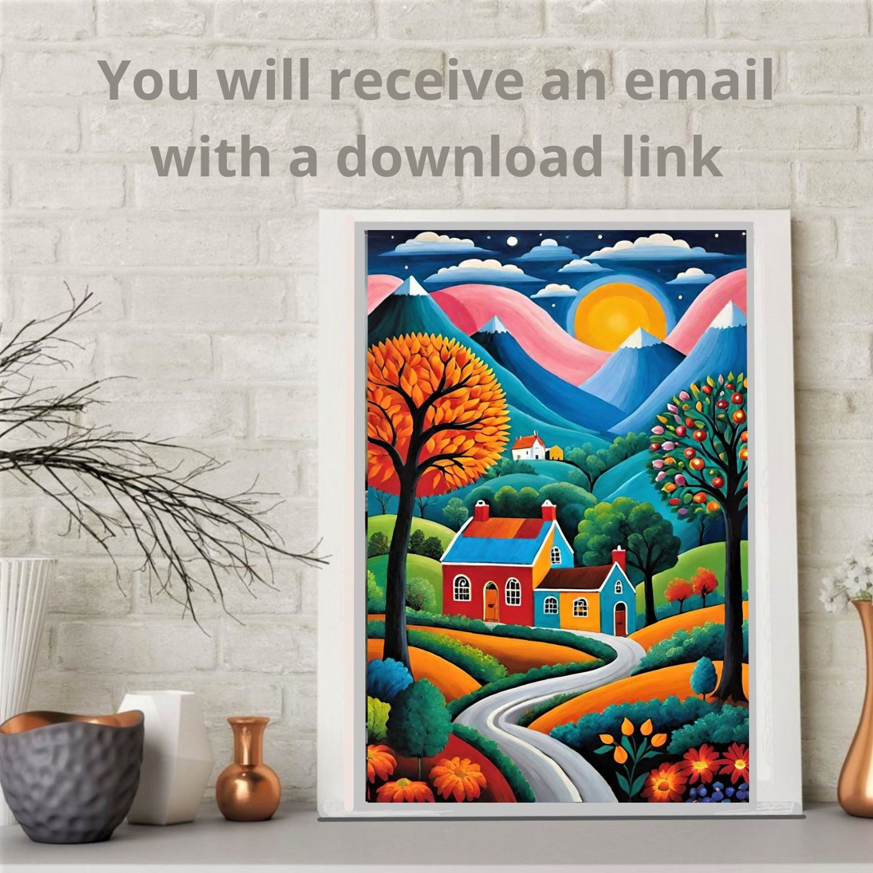 Naive Home Painting Printable Beauty of Naive Art Bold Colors Quirky ...