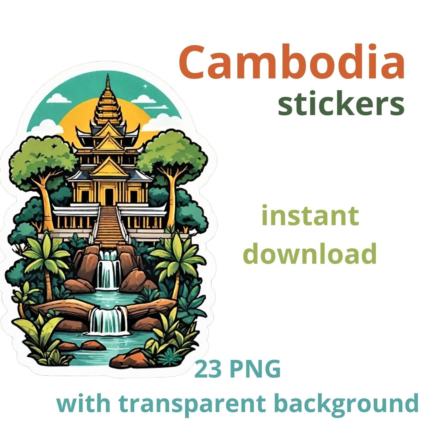 Cambodia Country in Asia Ancient Temples Stickers 23 PNG With ...