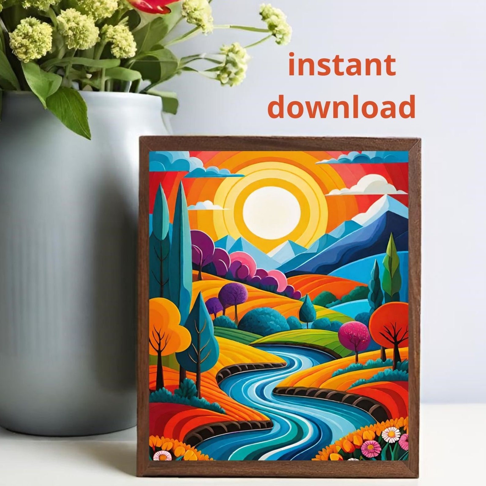 Naive Home Painting Printable Beauty of Naive Art Bold Colors Quirky ...