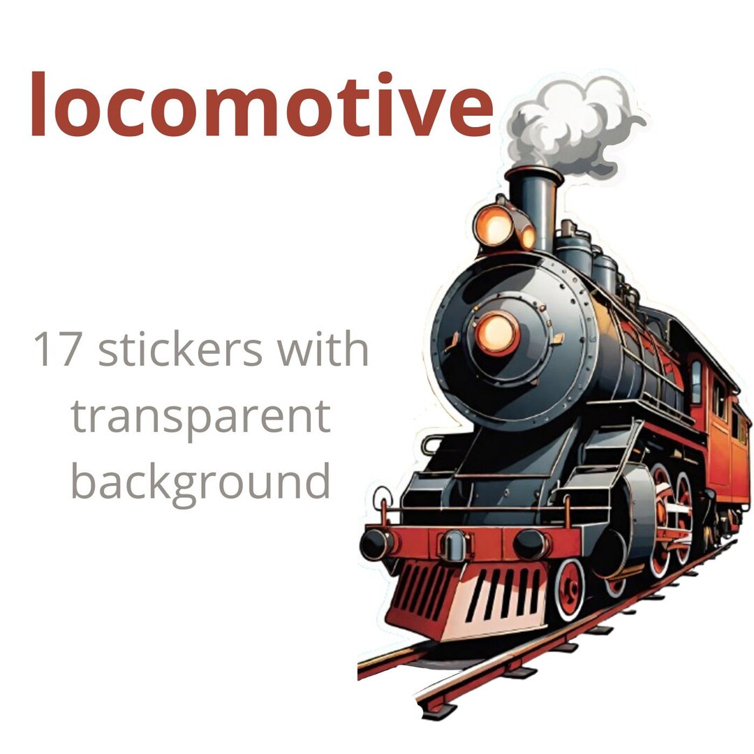 Vintage Steam Locomotives 17 Stickers With Transparent Background for ...