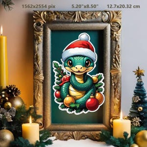 Christmas Snake New Year Snake Stickers 12 Separate High-resolution PNG ...