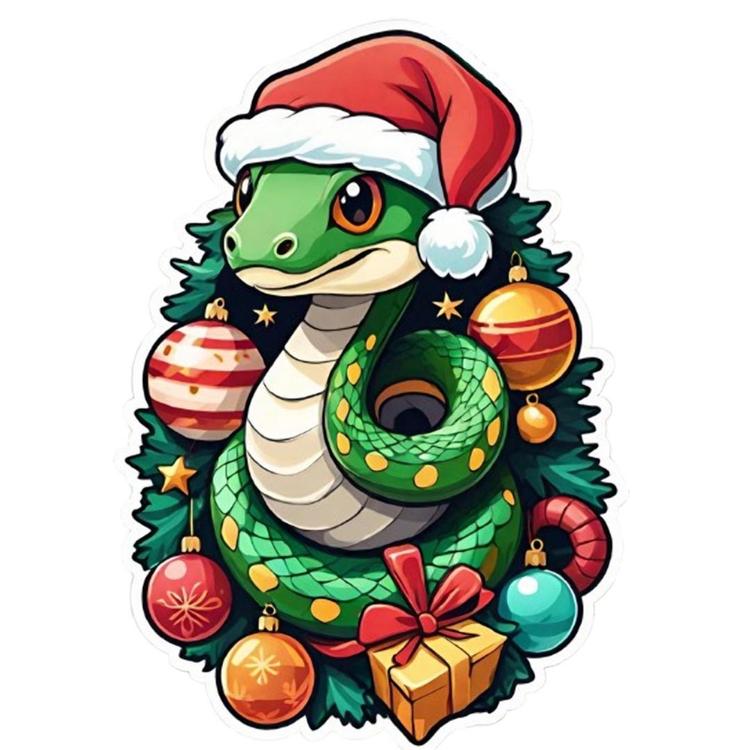 Christmas Snake New Year Snake Stickers 12 Separate High-resolution PNG ...