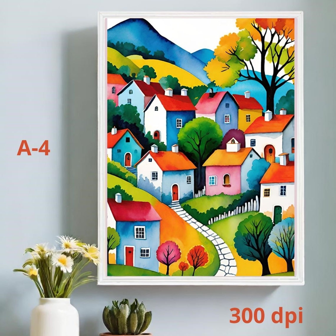 Naive Home Painting Printable Beauty of Naive Art Bold Colors Quirky ...