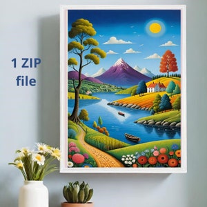 Naive Home Painting Printable Beauty of Naive Art Bold Colors Quirky ...