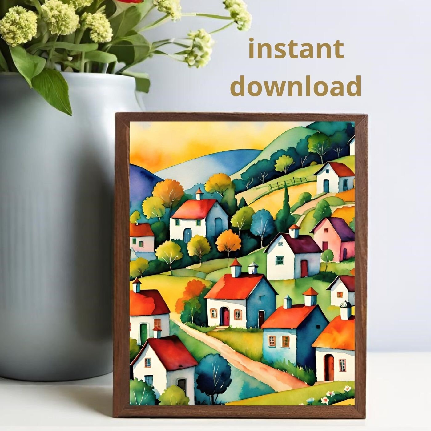 Naive Home Painting Printable Beauty of Naive Art Bold Colors Quirky ...