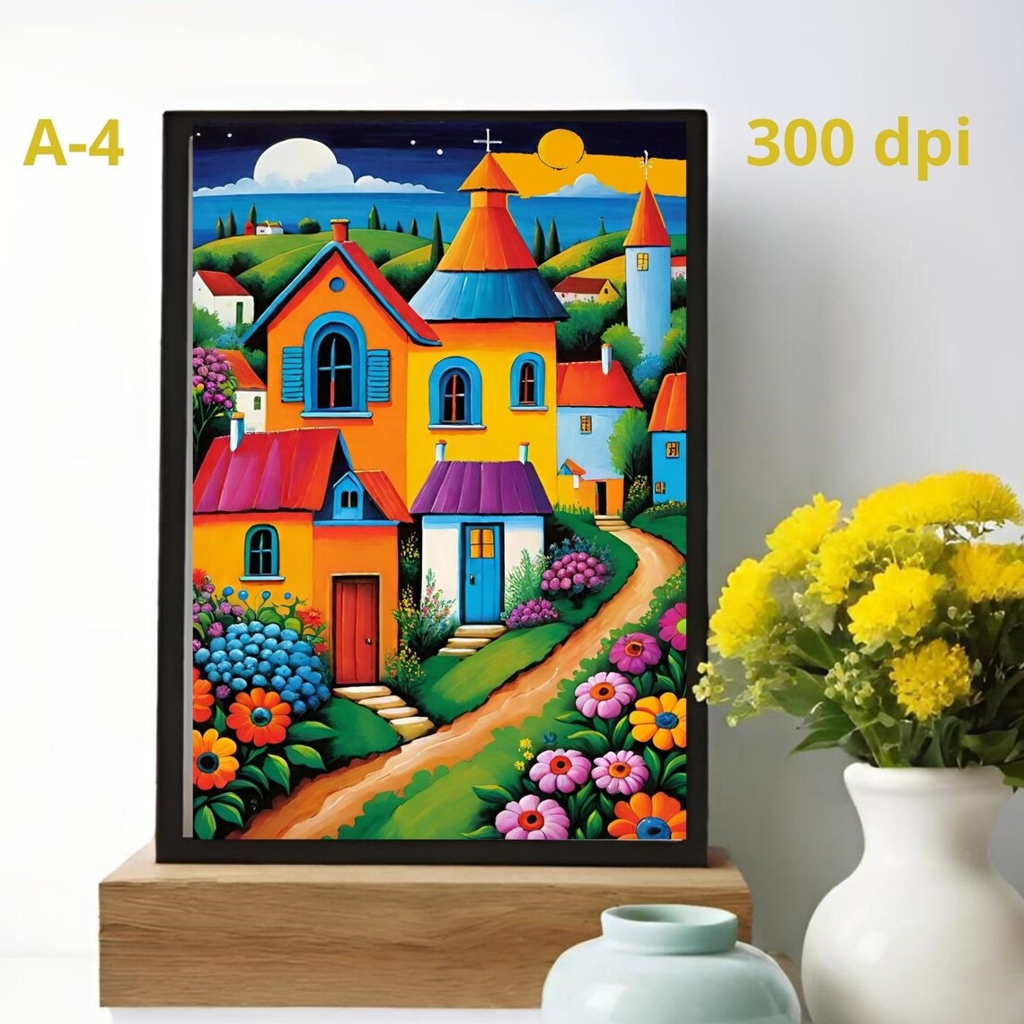 Naive Home Painting Printable Beauty of Naive Art Bold Colors Quirky ...