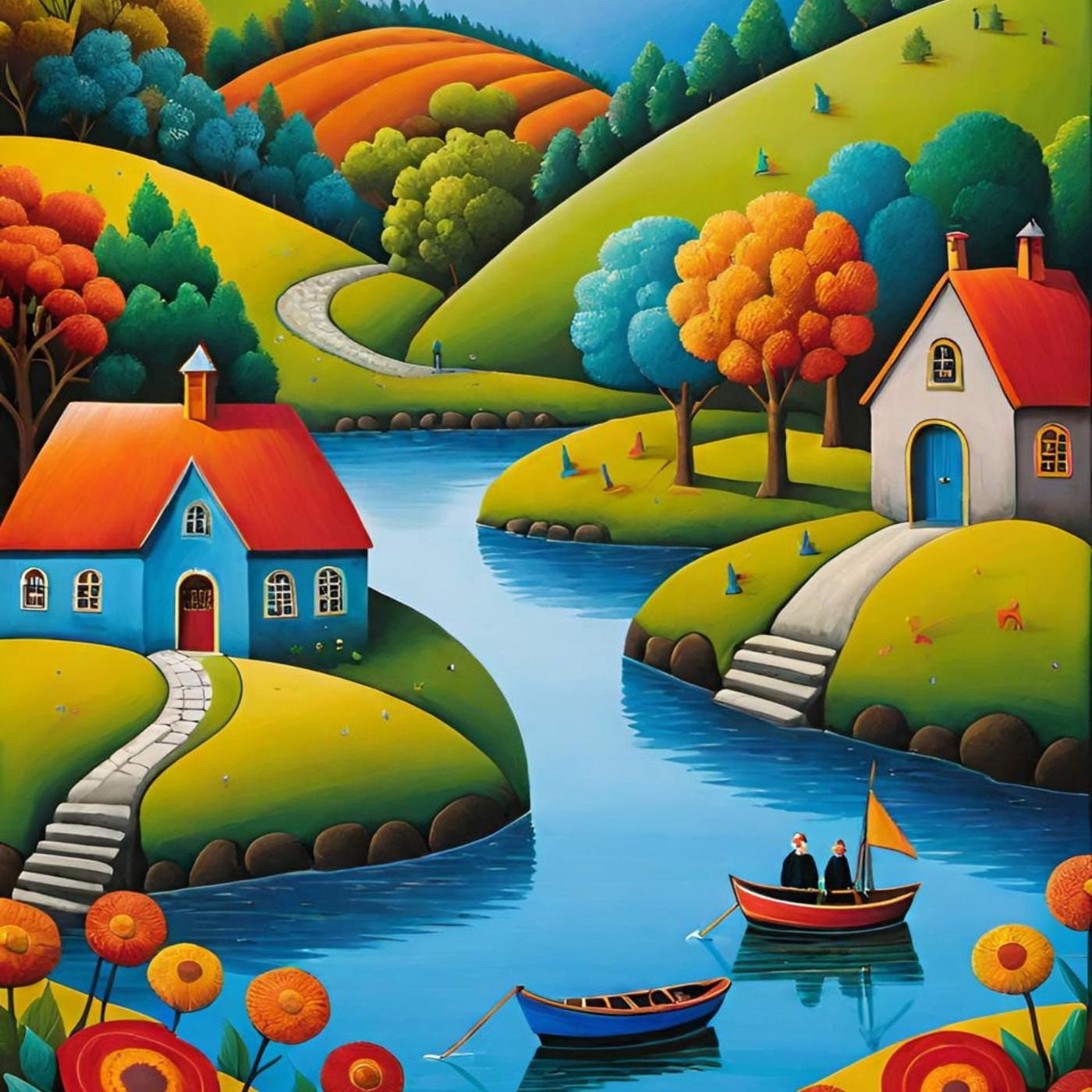 Naive Home Painting Printable Beauty of Naive Art Bold Colors Quirky ...