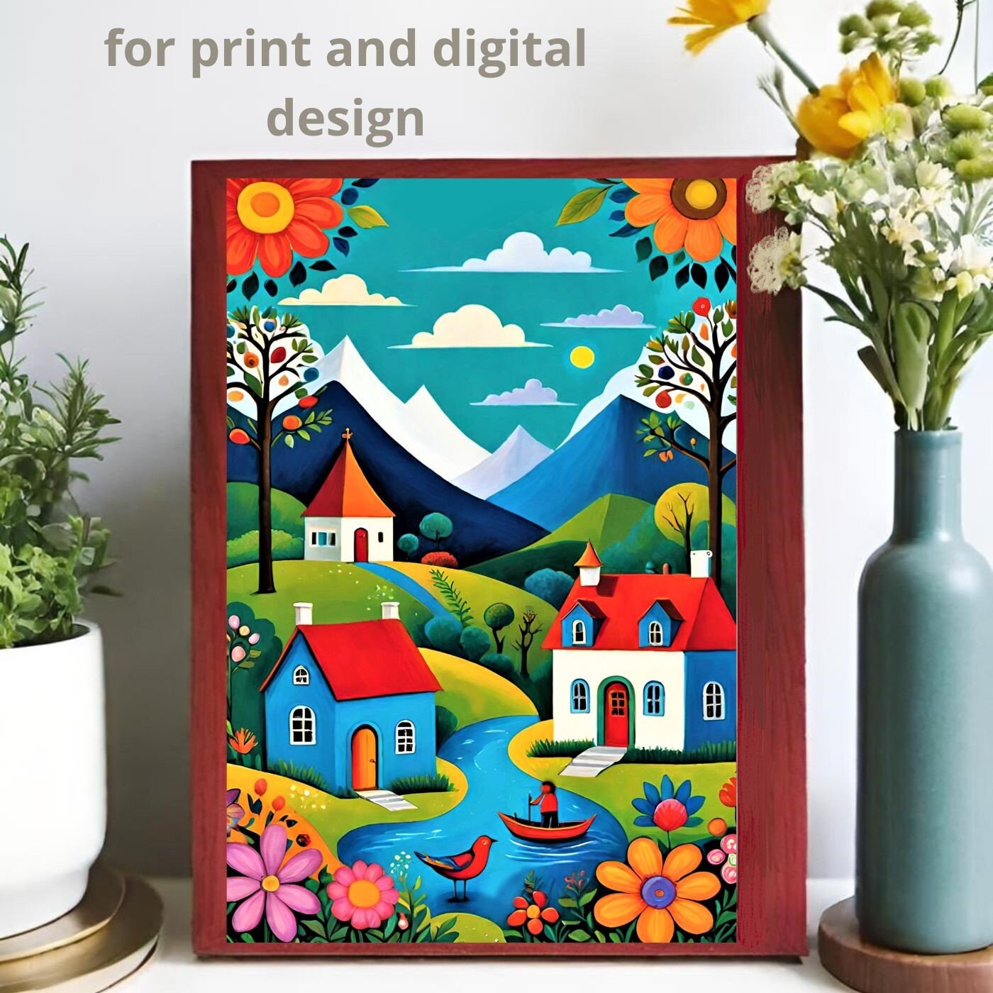 Naive Home Painting Printable Beauty of Naive Art Bold Colors Quirky ...