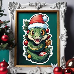 Christmas Snake New Year Snake Stickers 12 Separate High-resolution PNG ...
