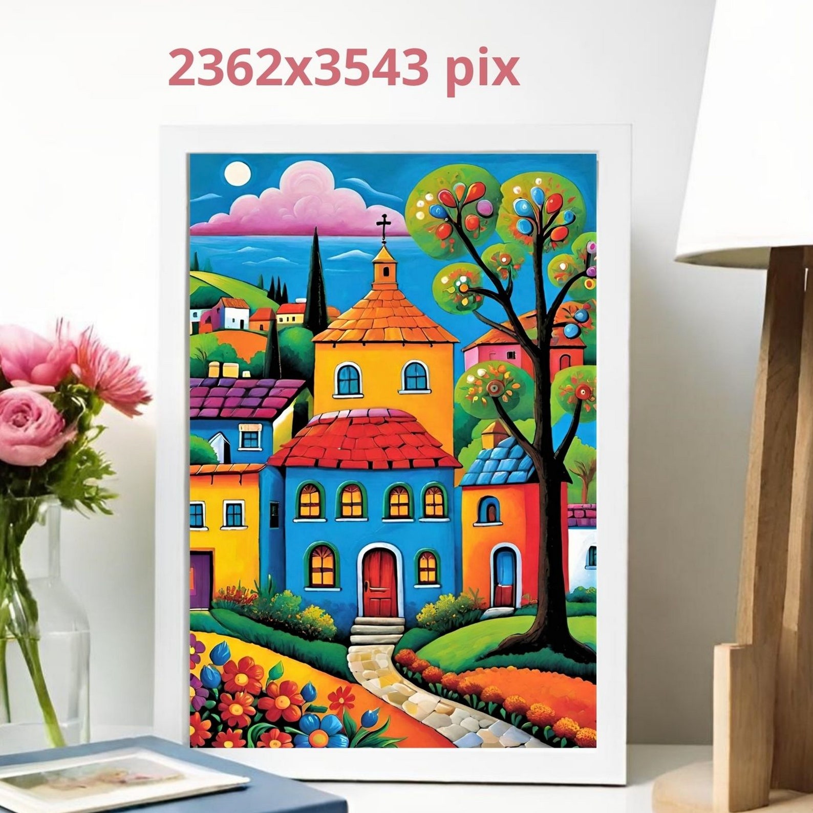 Naive Home Painting Printable Beauty of Naive Art Bold Colors Quirky ...