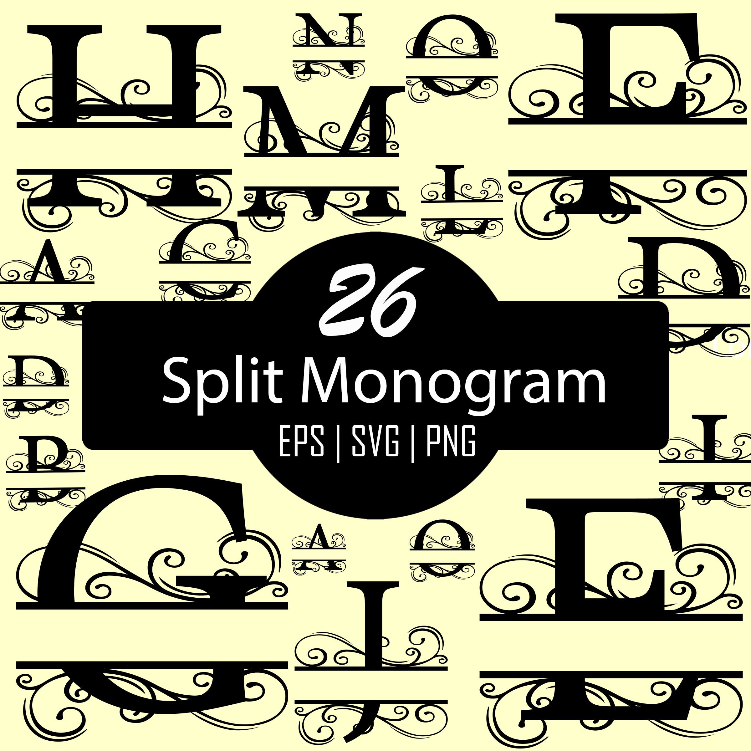 Split Monogram Svg Alphabet Svg Files for Cricut Regal Initial Svg Font ...