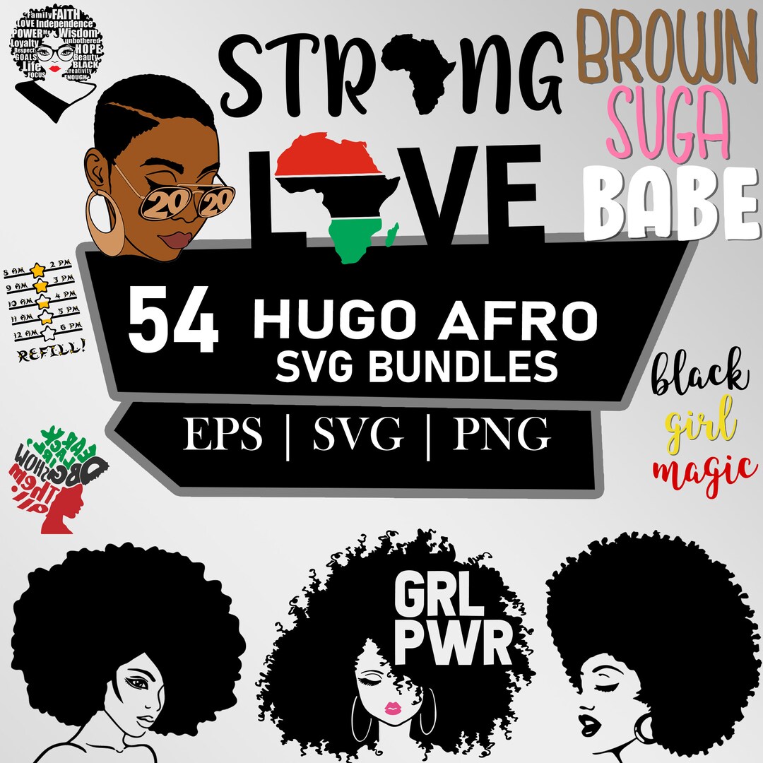 All Hugo Afro Bundle Svg Afro Women Svg Afro Man Svg Afro Kids Svg Png ...
