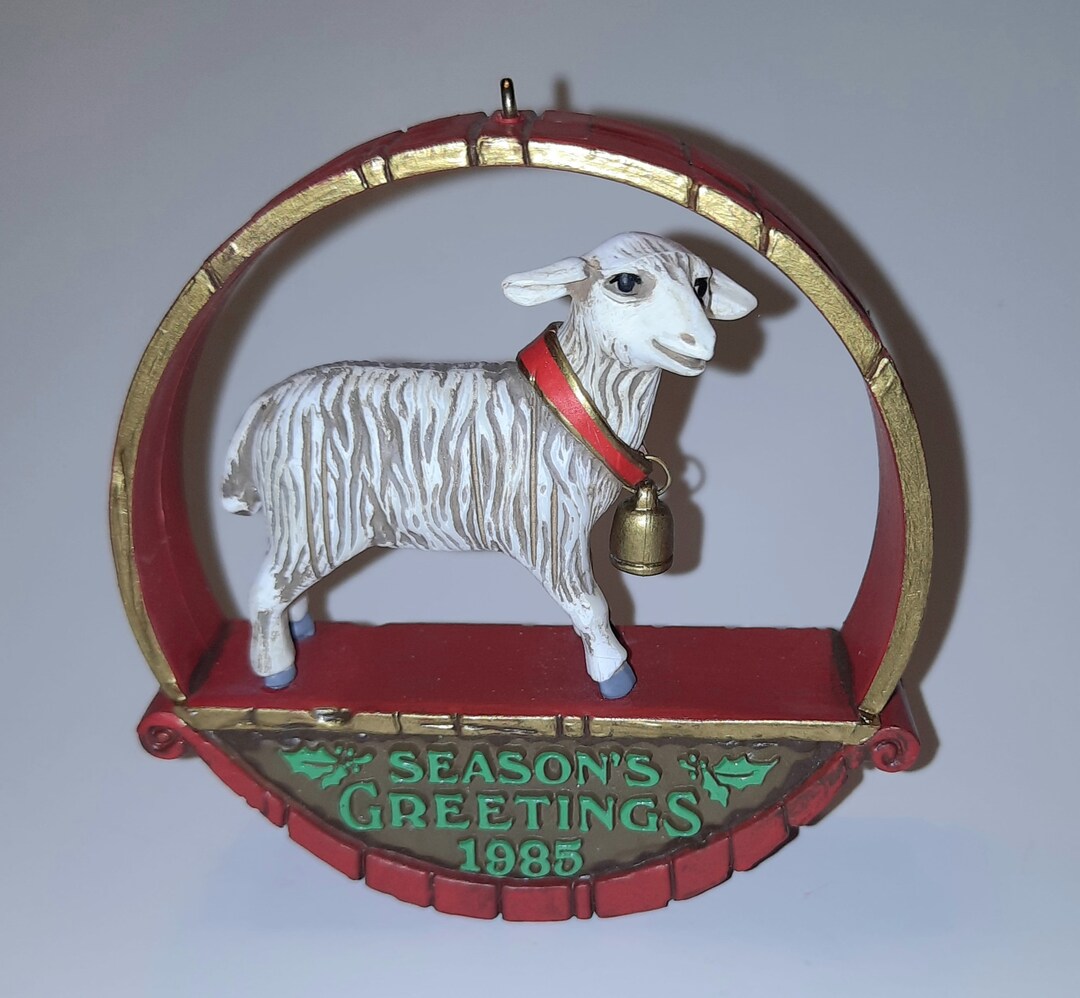 One Vintage 1985 Hallmark Ornament of Season's Greetings. A White Lamb ...