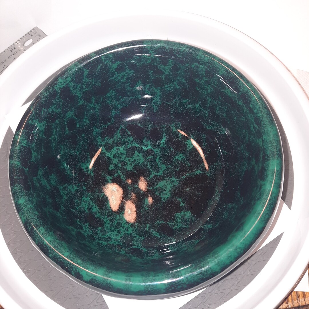 Bennington Pottery, Green and Black Agate Made in Vermont, Dark Marbled Green and Black ...