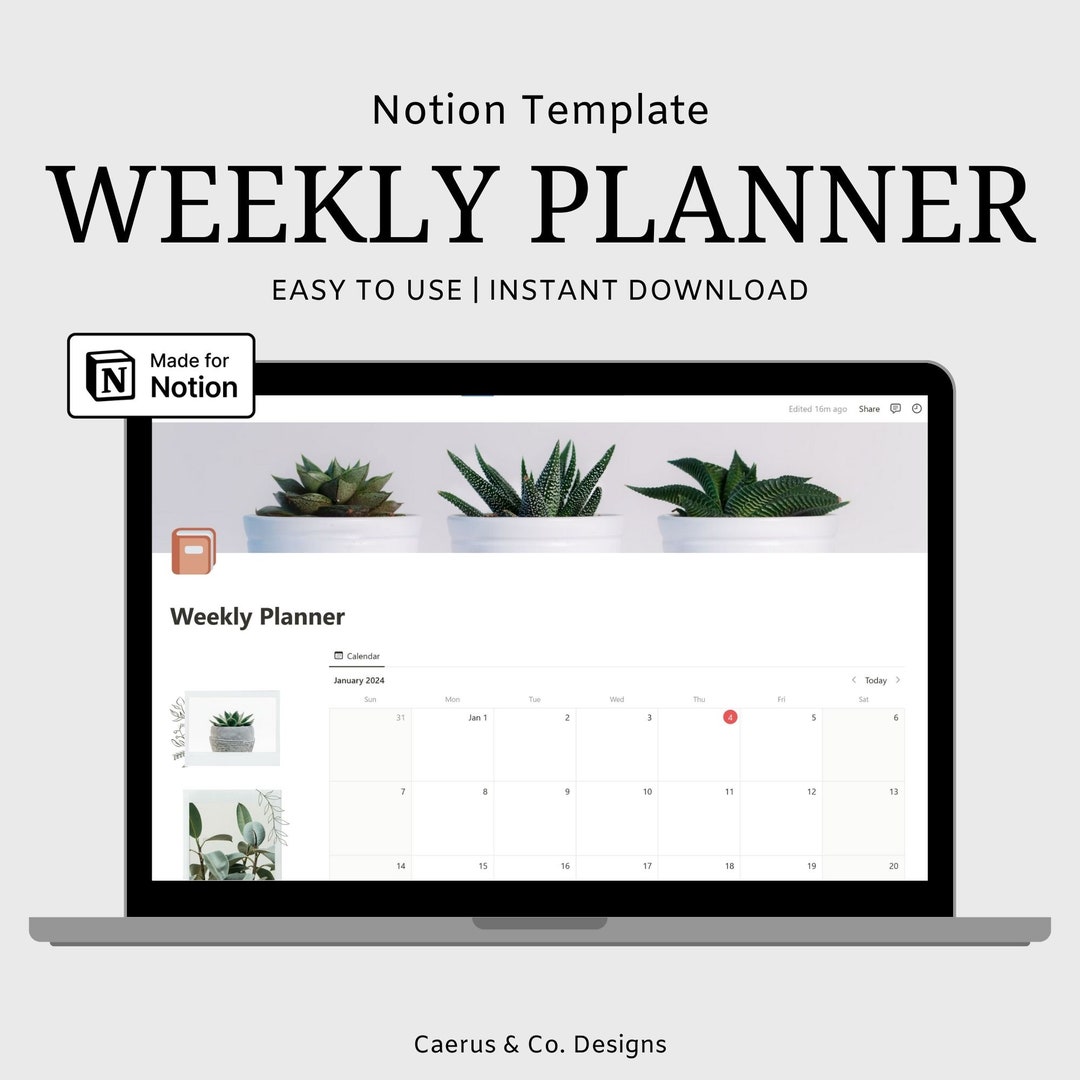 Notion Template Weekly Planner - Etsy