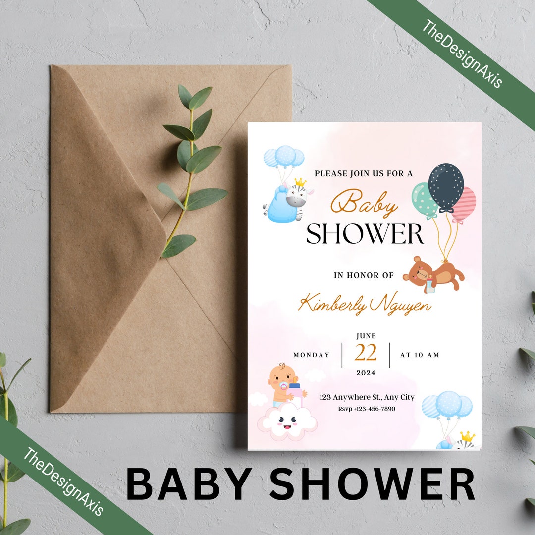 Editable Baby Shower Template, Printable Baby Shower Invitation, Baby ...