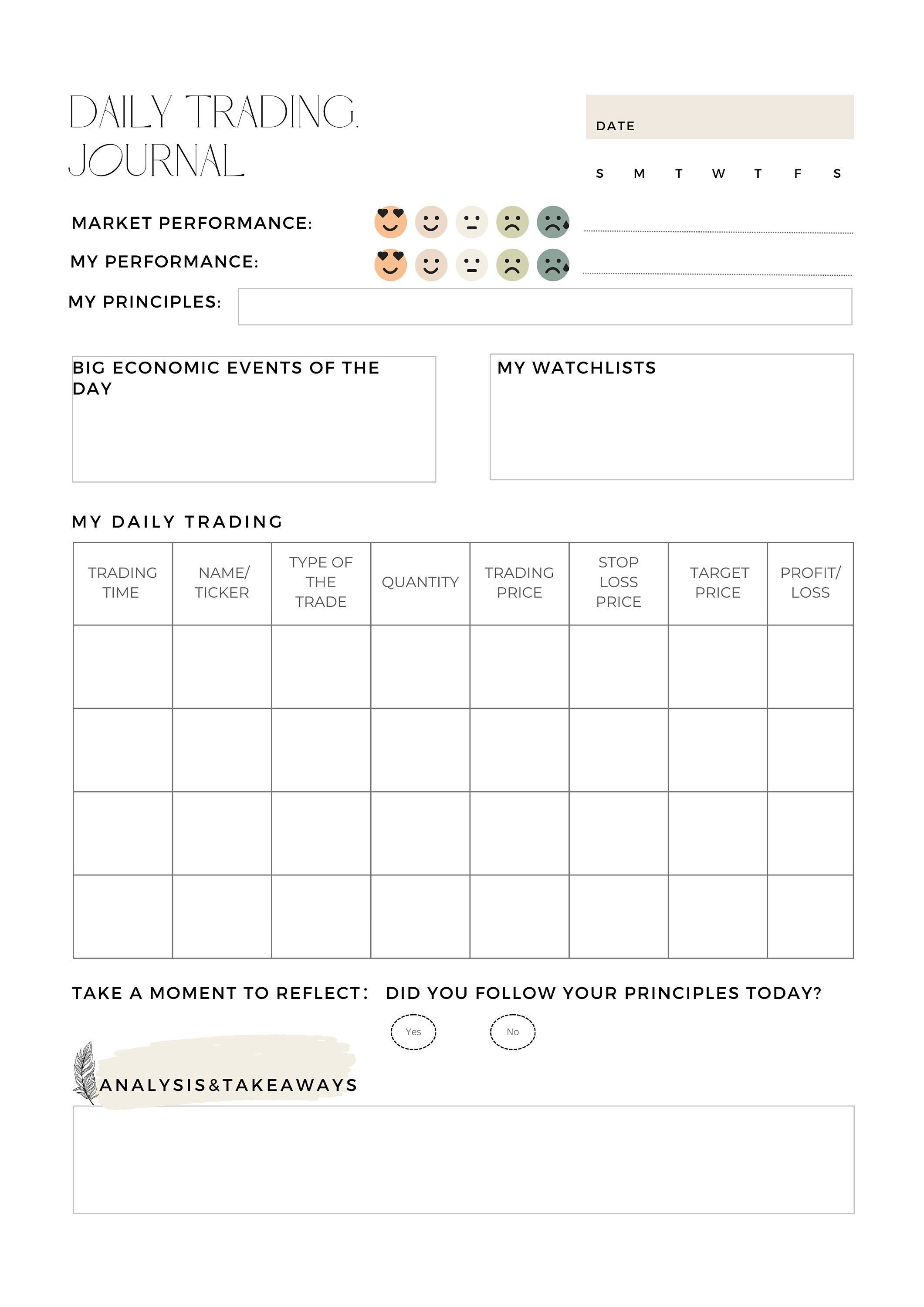 Digital Trading Journal｜ Stock Market Planner｜daily Trading Tracker ...