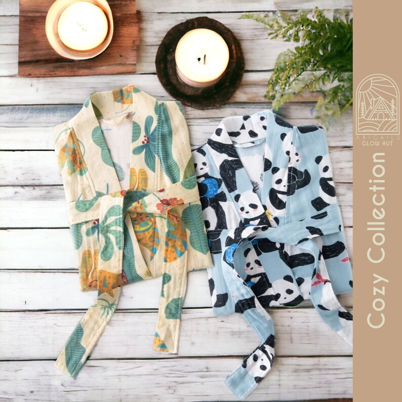 Jungle Print Kimono Robe Green Cotton Dressing Gown Safari Tiger Print ...