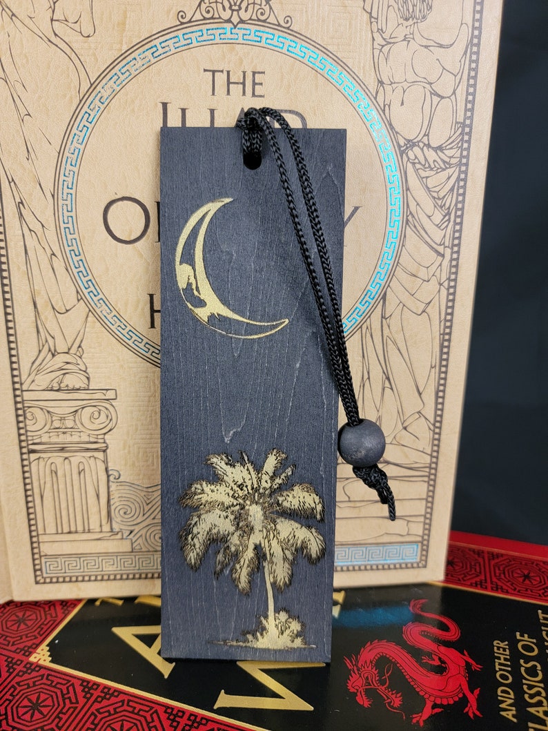 Crescent Moon Bookmark Palm Tree Bookmark Wood Bookmark Beach Themed ...
