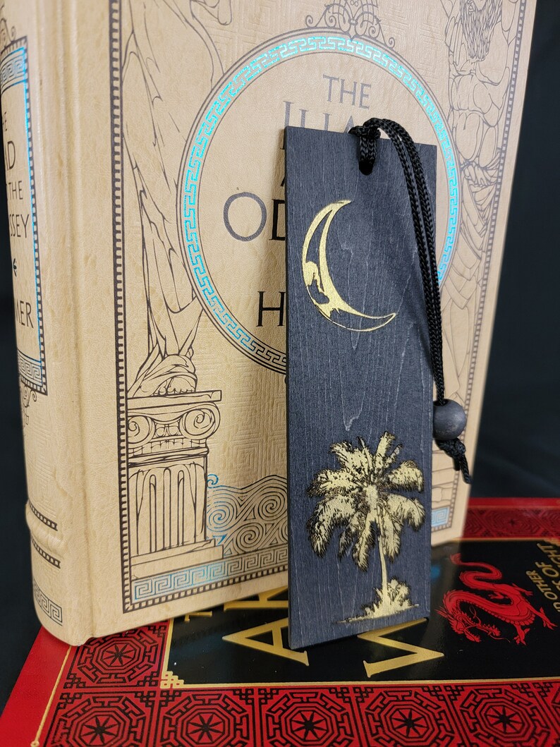 Crescent Moon Bookmark Palm Tree Bookmark Wood Bookmark Beach Themed ...