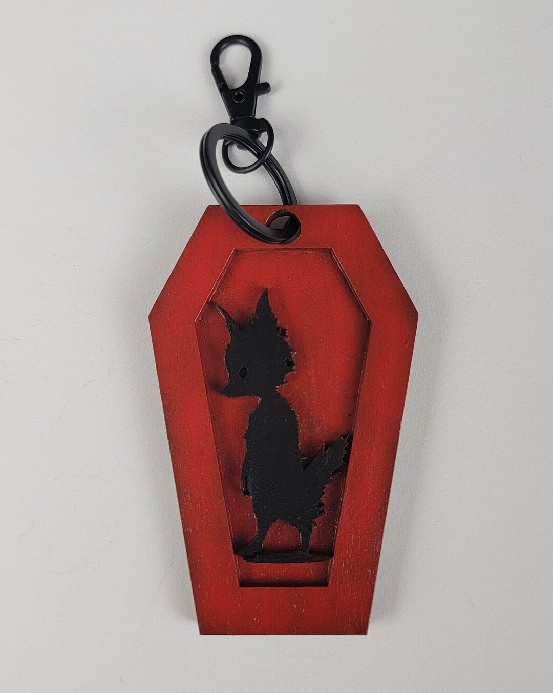 Furry Demon Keychain Wood Keychain Keyring Horror Keychain With Hook ...