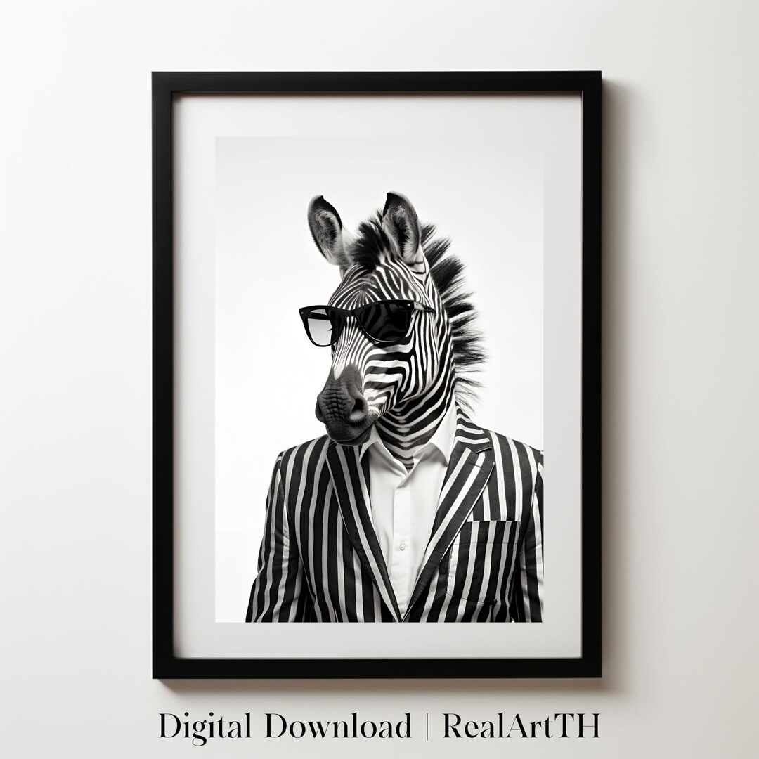 Cute Zebra in Suit Printable Wall Art | Zebra Printable | Digital ...
