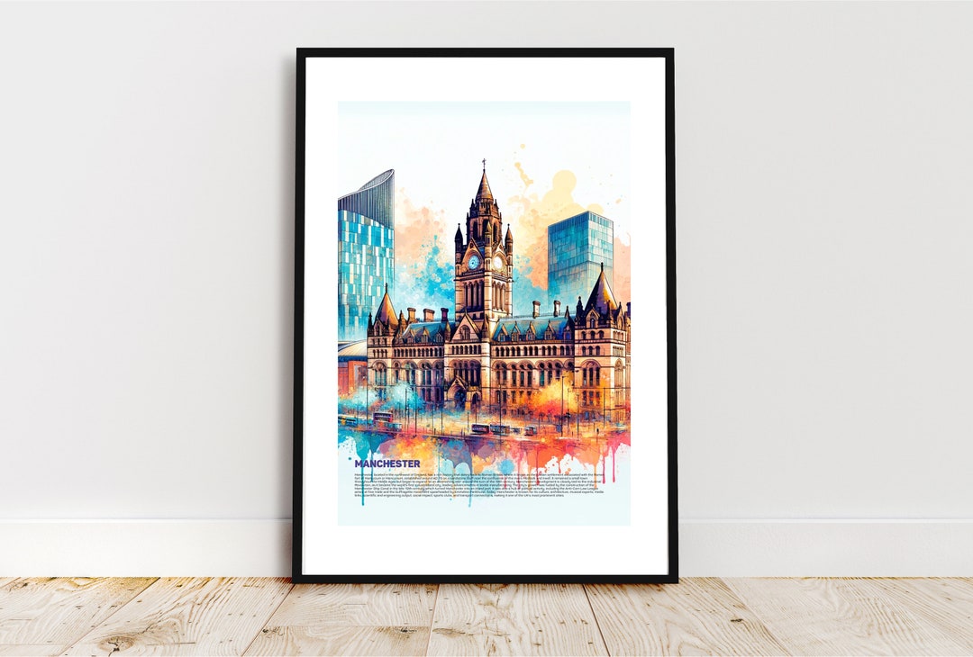 Manchester, England Hand-drawn Retro Art | Minimalist, Geometric, Art ...