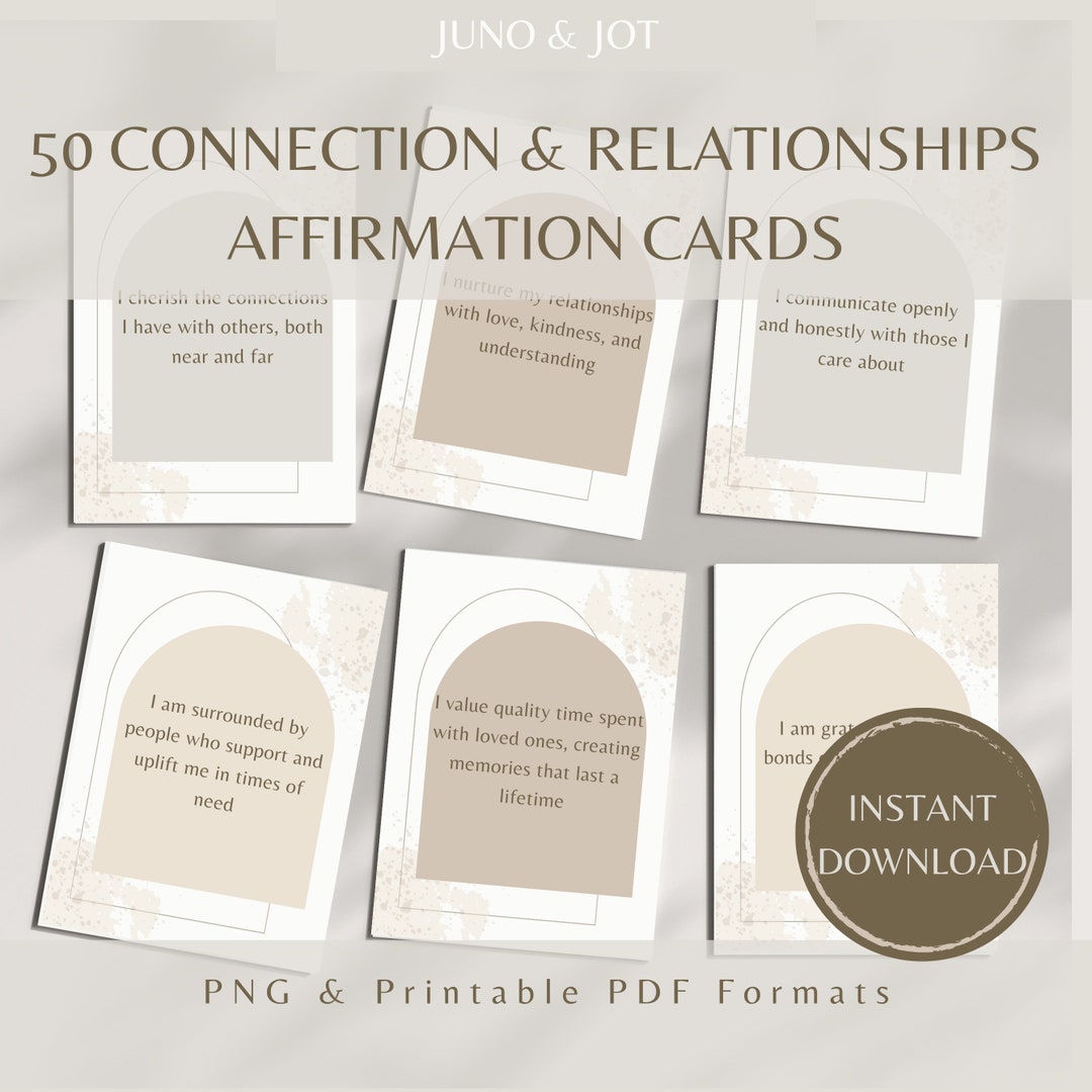 Digital Affirmation Cards, Printable Affirmation Deck, Connection ...