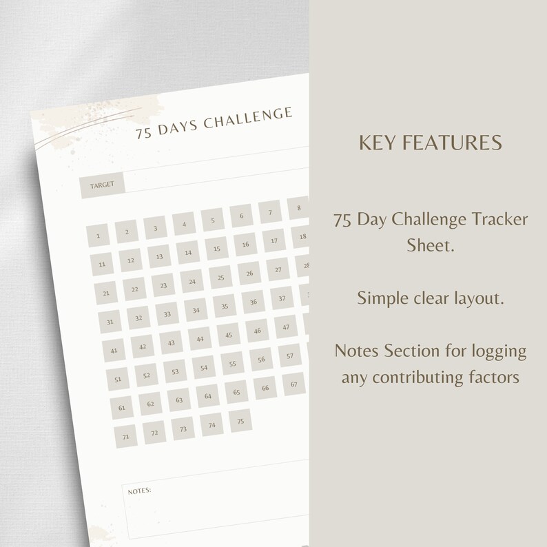 75 Day Challenge, Goal Setting, Progress Tracker, Habit Forming, A4/US ...