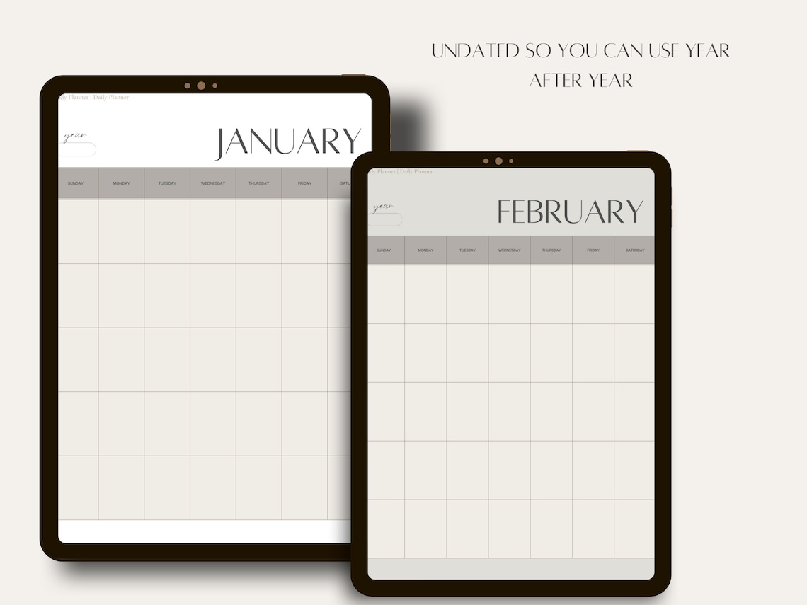 Neutral Self-care Digital Planner: Undated Minimalist Journal (PDF) - Etsy