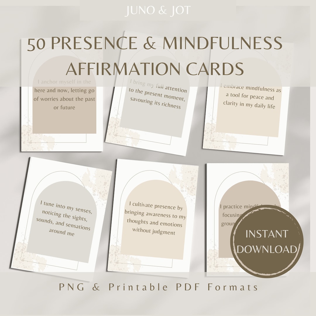 Digital Affirmation Cards, Printable Affirmation Deck, Presence ...