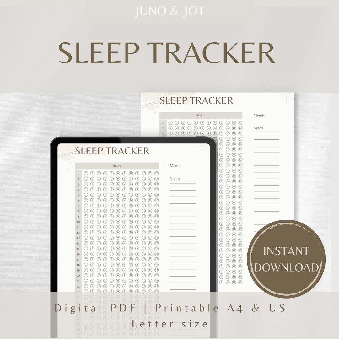 Digital Sleep Tracker, Monthly Sleep Log, Printable Sleep Tracker ...