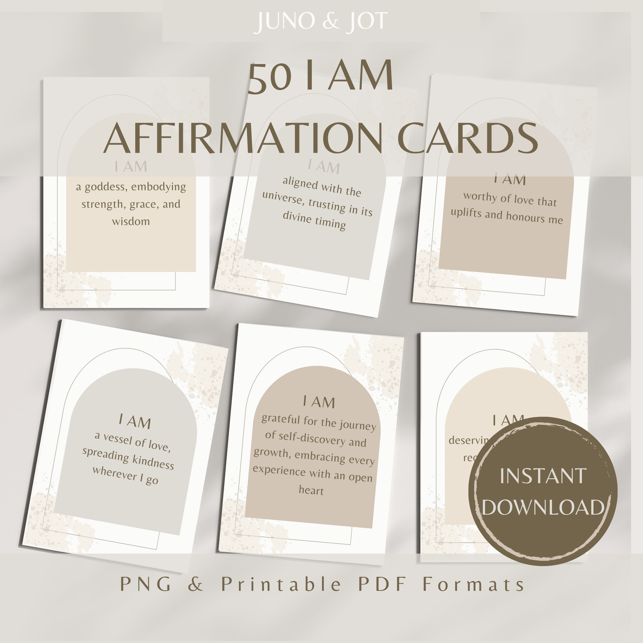Digital Affirmation Cards, Printable Affirmation Deck, I Am Affirmation ...