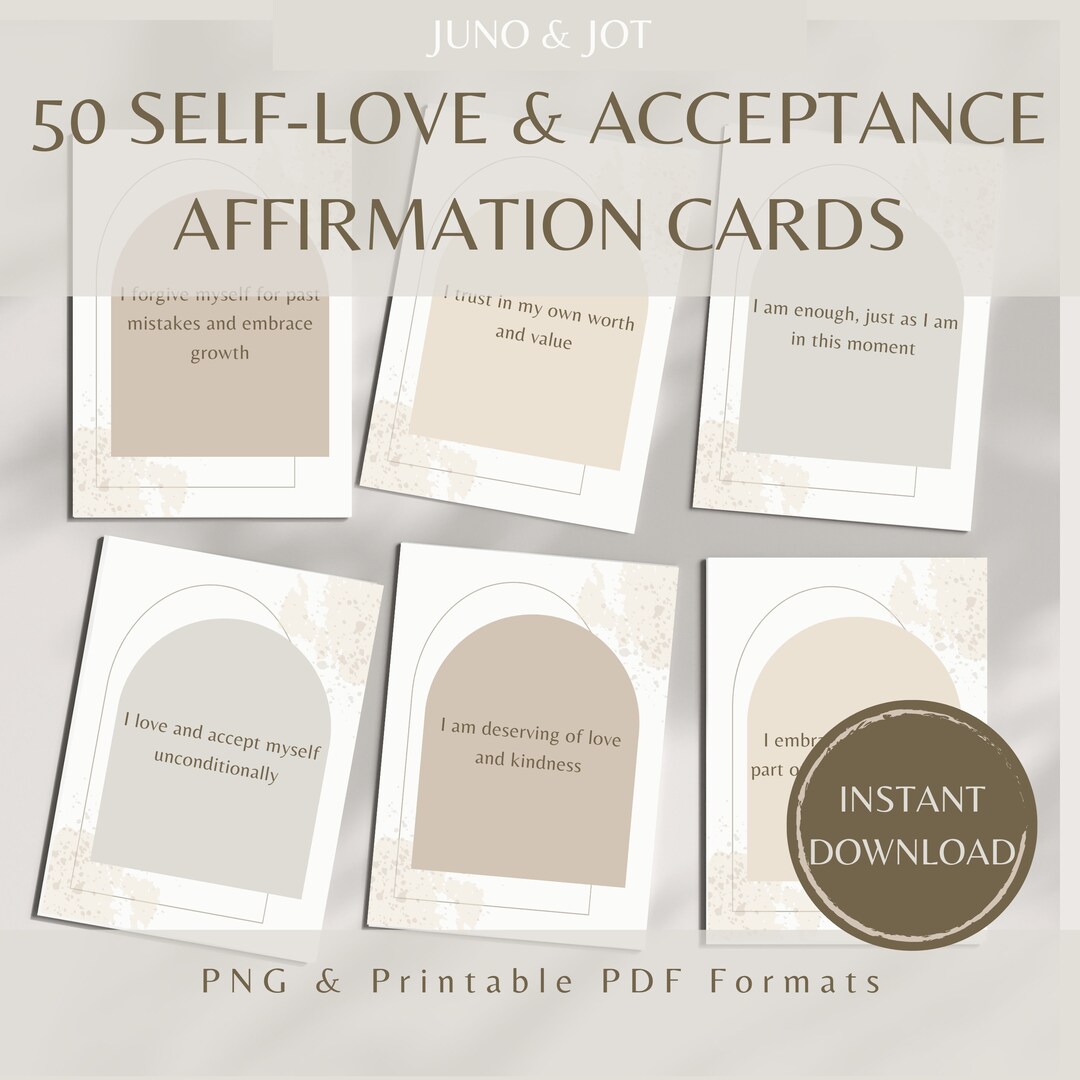 Digital Affirmation Cards, Printable Affirmation Deck, Self-love ...