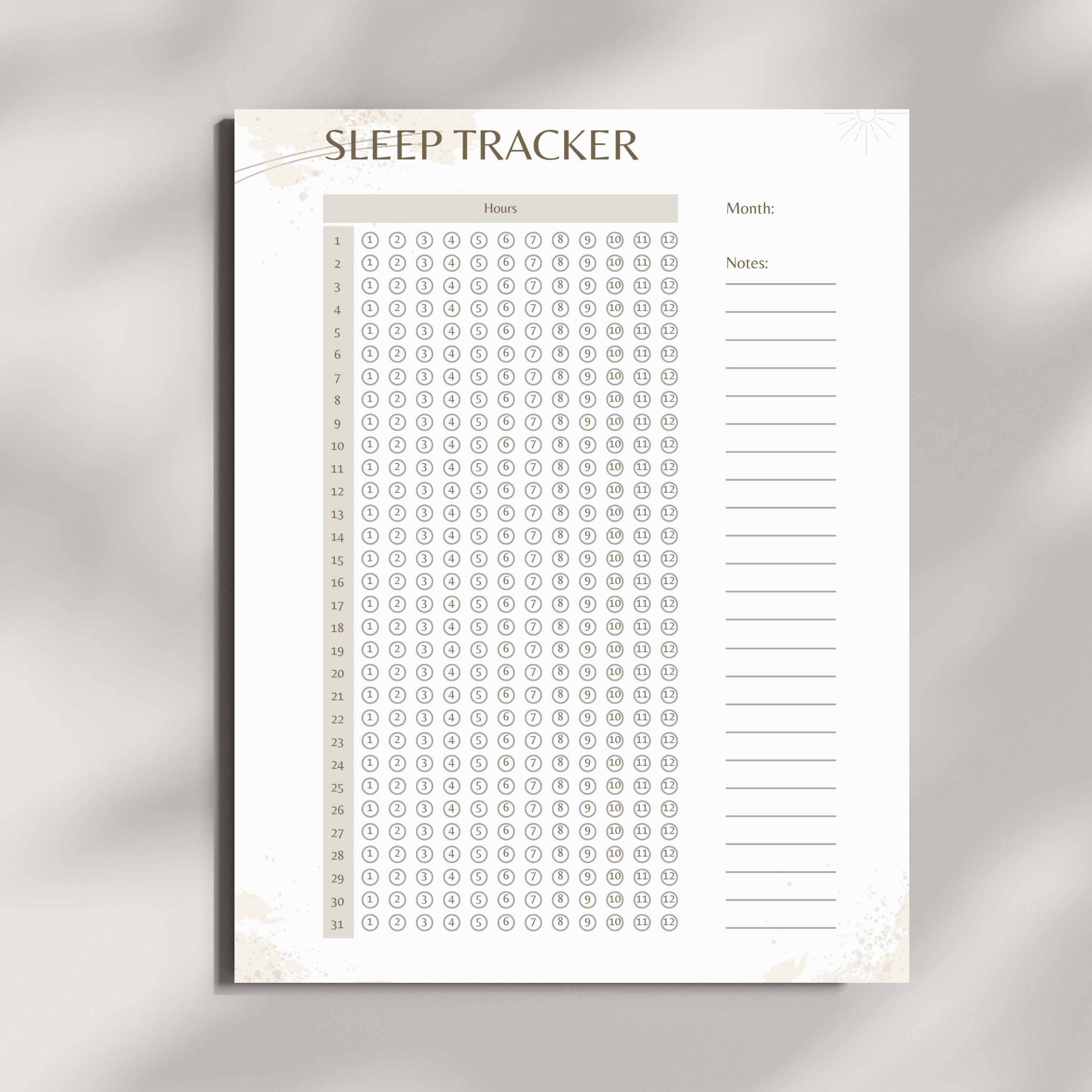 Digital Sleep Tracker, Monthly Sleep Log, Printable Sleep Tracker ...